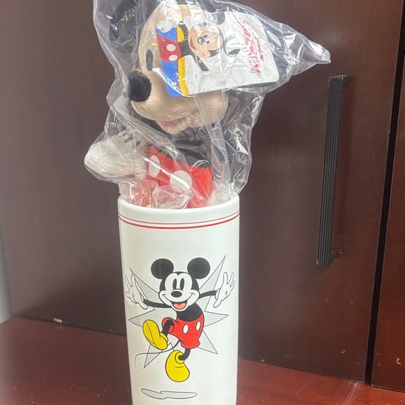 Walt Disney | Accents | Mickey Mouse Ceramic Vase With Plush | Poshmark